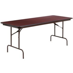 flash furniture frankie 6-foot mahogany melamine laminate folding banquet table