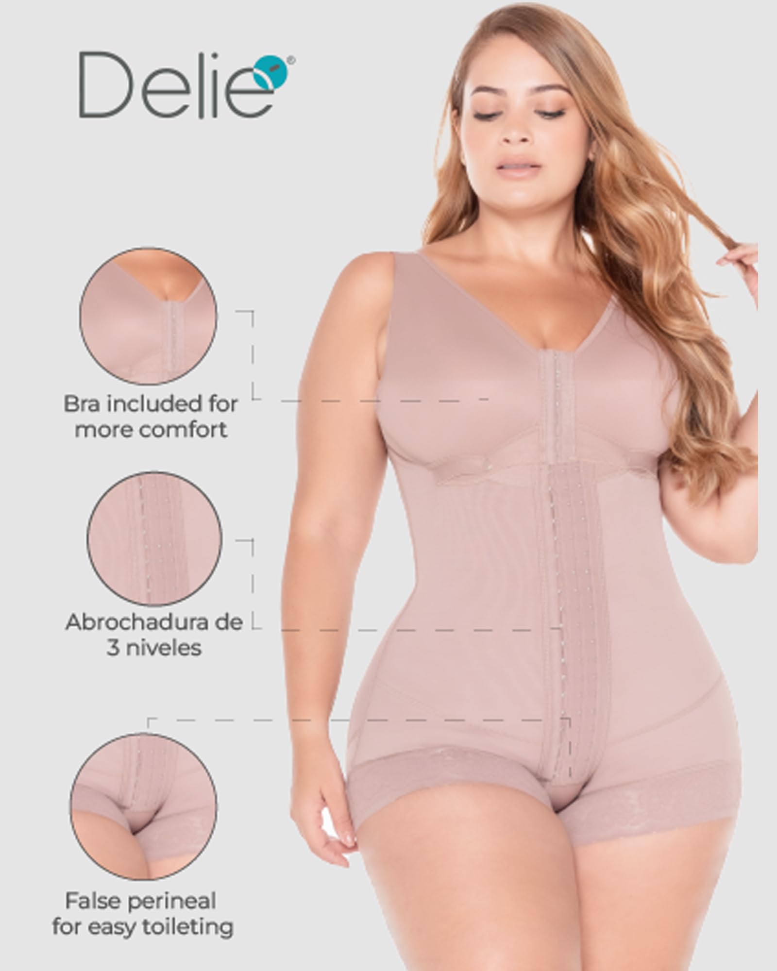 DELIÉ High Compression 086 Shapewear Tummy Control Fajas Colombianas Moldeadoras Extra Firm Shaper for Women