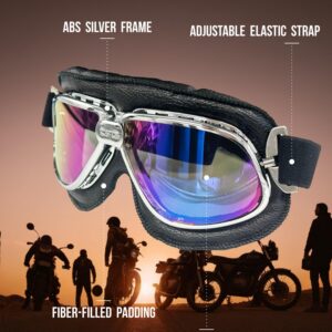 CRG Sports Motorcycle Goggle Aviator Pilot Style Cruiser Scooter Motocross Goggles for Men, Women, Adults