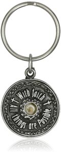 genuine mustard seed pewter keychain with faith all things are possible