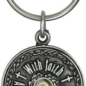 Genuine Mustard Seed Pewter Keychain with Faith All Things are Possible