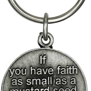 Genuine Mustard Seed Pewter Keychain with Faith All Things are Possible