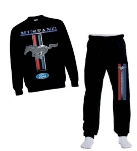 lucky ride mustang logo ford symbol sweatshirt sweatpants motor classic cars racing set black, small