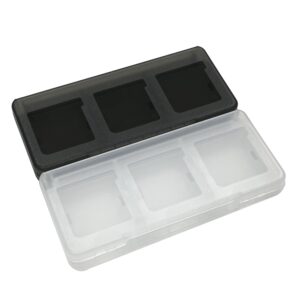 haobase 2pcs 6-in-1 clear & black game card case for nintendo new 3dsll/ 3dsxl