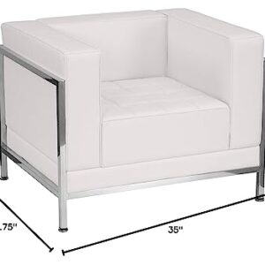 Flash Furniture HERCULES Imagination Series Contemporary White LeatherSoft Chair with Encasing Frame