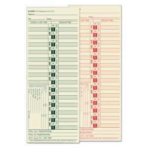 tops 1275 time clock cards, bi-weekly, two-sides, 3-1/2-inch x9-inch,500/bx