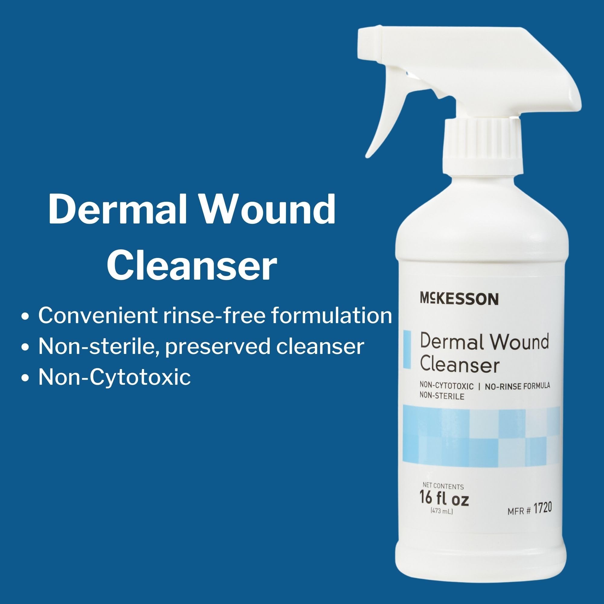 McKesson Dermal Wound Cleanser, Non-Cytotoxic, Rinse-Free, Non-Sterile,16 oz, 1 Count