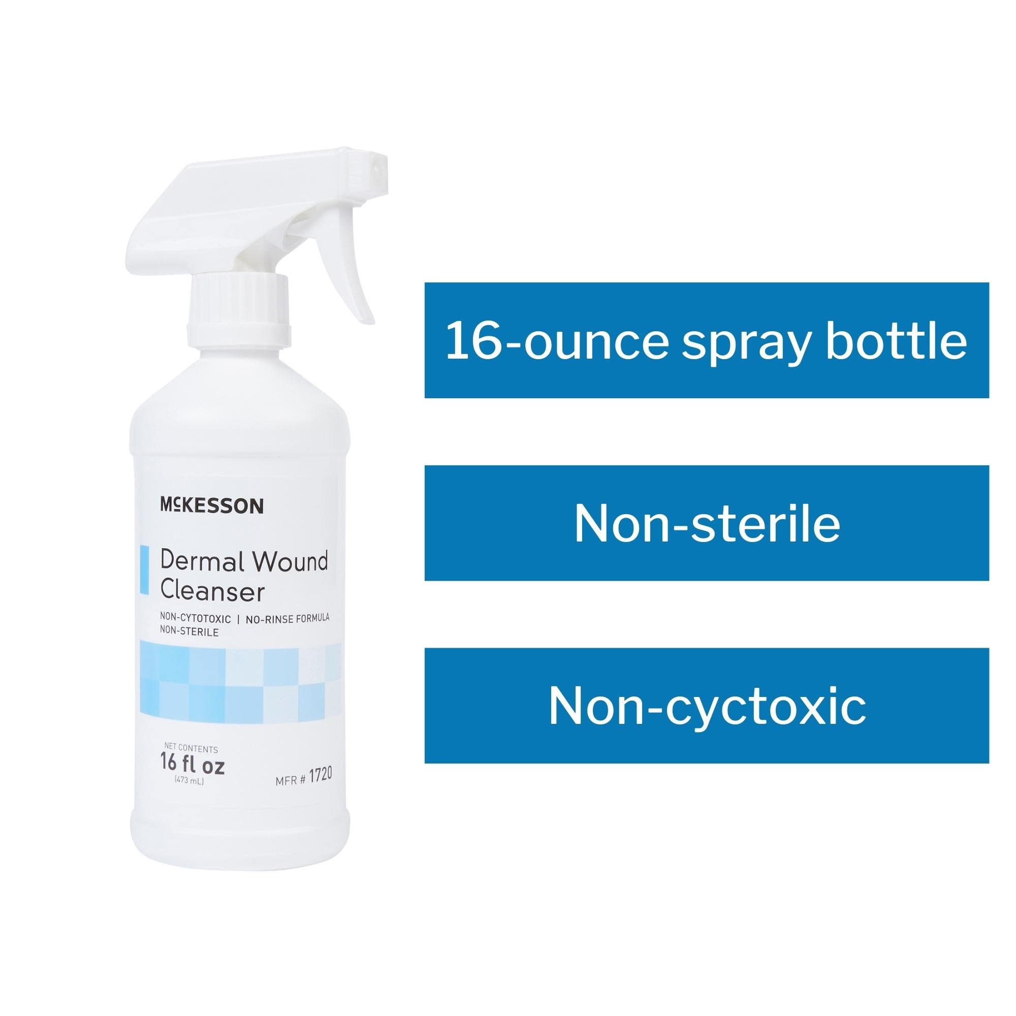 McKesson Dermal Wound Cleanser, Non-Cytotoxic, Rinse-Free, Non-Sterile,16 oz, 1 Count