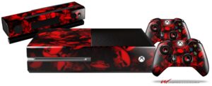 skulls confetti red - holiday bundle wraptorskinz decal style vinyl skin wrap compatible with xbox one original console, kinect and 2 controllers (gaming system not included)