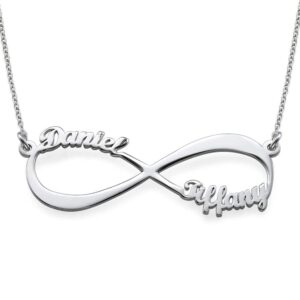 couples infinity pendant name necklace in sterling silver - custom made with any name! endless love