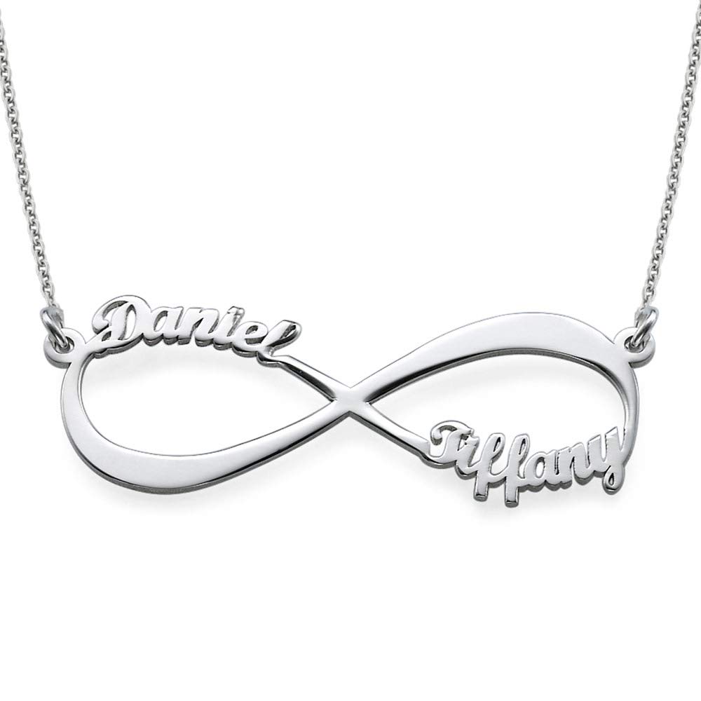 Couples Infinity Pendant Name Necklace in Sterling Silver - Custom Made with Any Name! Endless Love