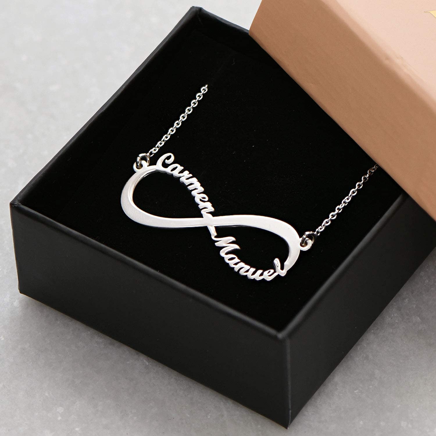 Couples Infinity Pendant Name Necklace in Sterling Silver - Custom Made with Any Name! Endless Love