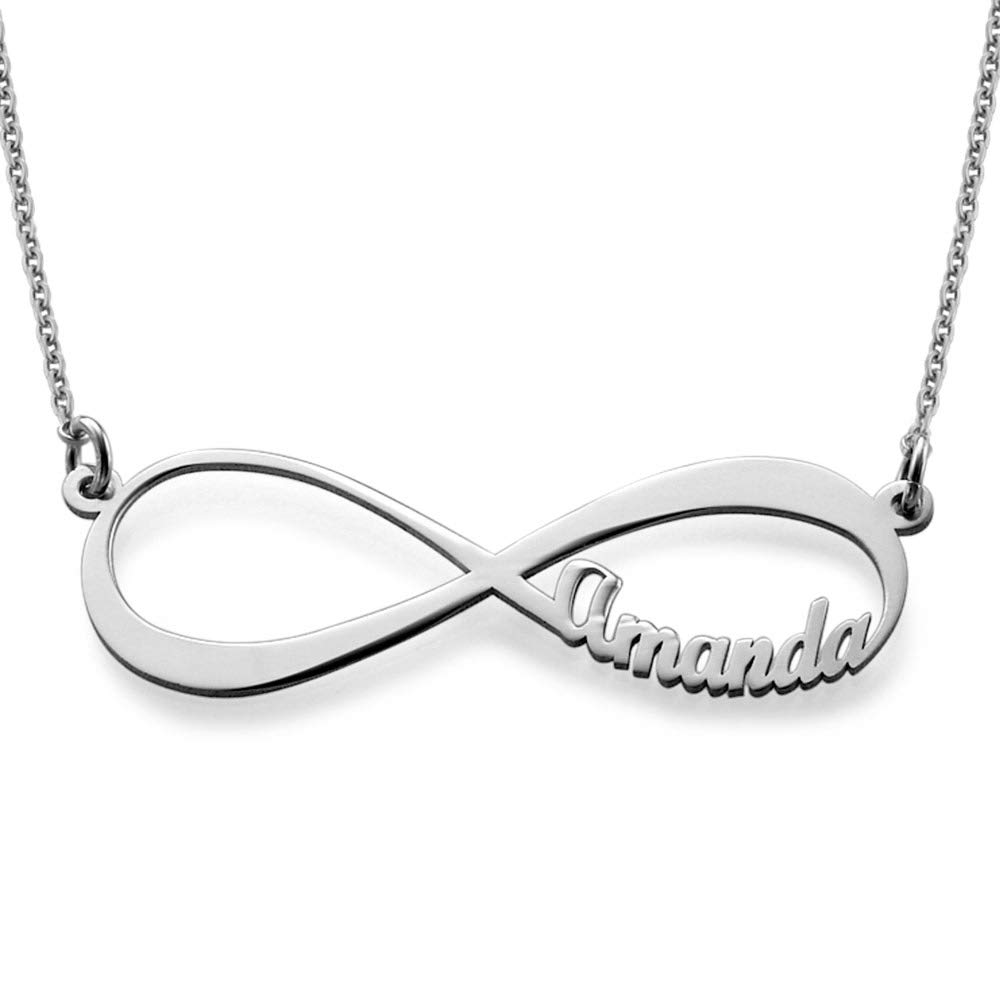 Couples Infinity Pendant Name Necklace in Sterling Silver - Custom Made with Any Name! Endless Love