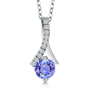 gem stone king 925 sterling silver round 6mm gemstone birthstone pendant necklace for women with 18 inch chain