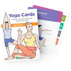 workoutlabs yoga cards – beginner: visual study, class sequencing & practice guide with essential poses, breathing exercises & meditation · plastic flash cards deck with sanskrit