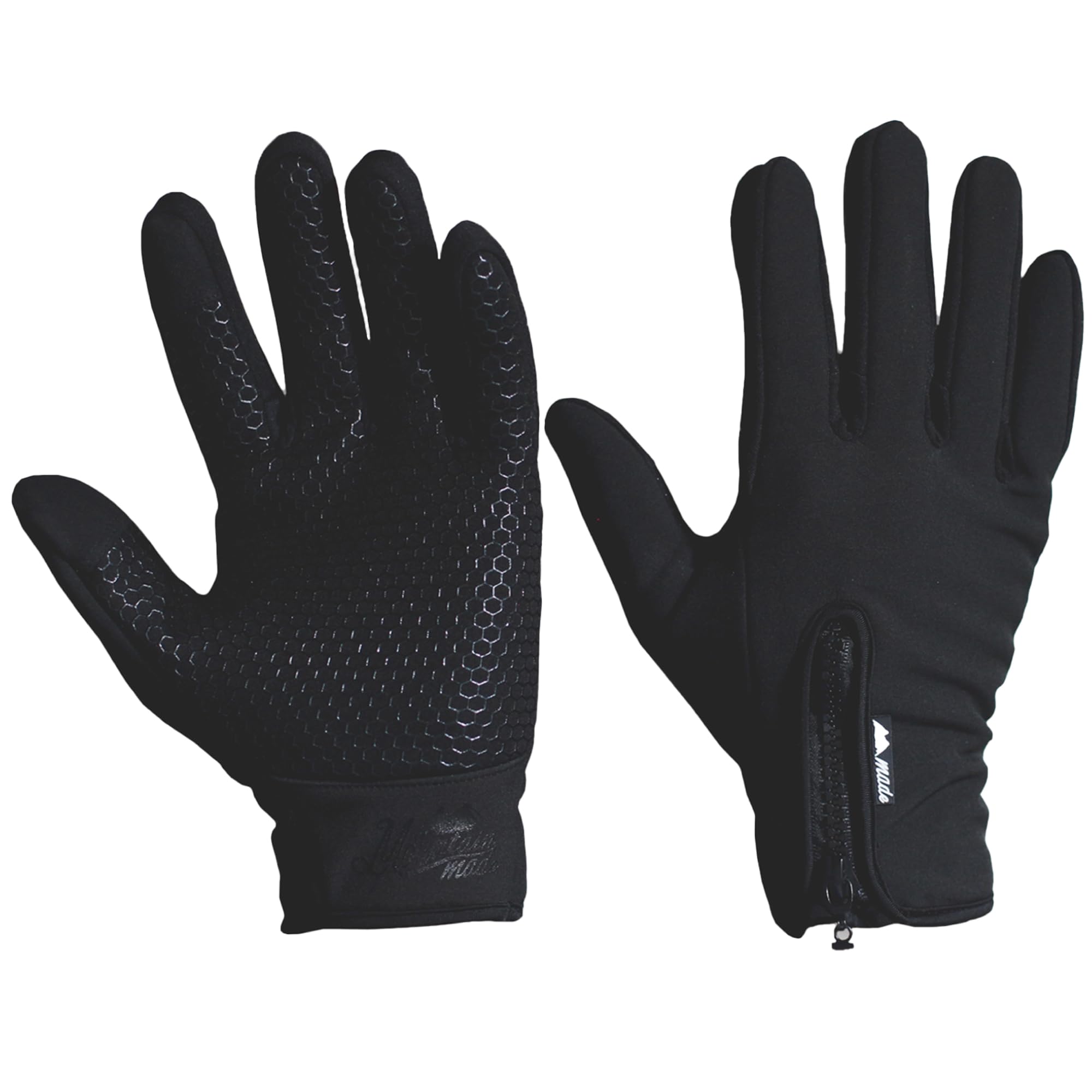 Mountain Made Cold Weather Gloves for Men and Women 2.0 with NEW UPGRADED ZIPPPERS,black,large