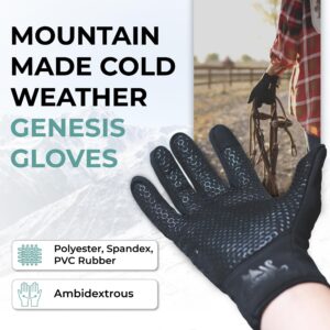 Mountain Made Cold Weather Gloves for Men and Women 2.0 with NEW UPGRADED ZIPPPERS,black,large