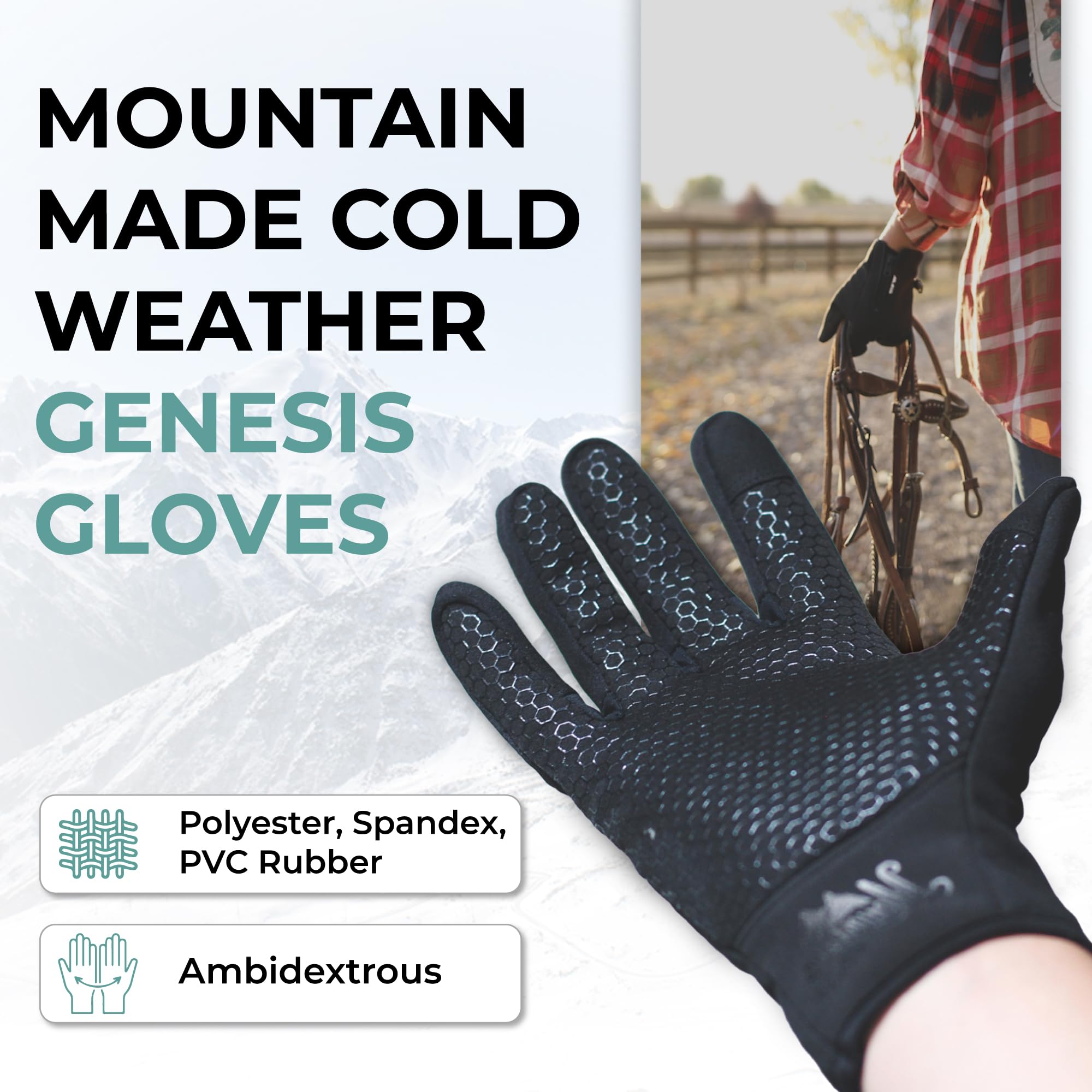 Mountain Made Cold Weather Gloves for Men and Women 2.0 with NEW UPGRADED ZIPPPERS,black,large