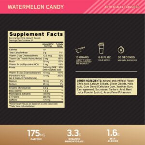 Optimum Nutrition Gold Standard Pre-Workout, Vitamin D for Immune Support, with Creatine, Beta-Alanine, and Caffeine for Energy, Keto Friendly, Watermelon Candy, 30 Servings (Packaging May Vary)