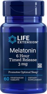 life extension melatonin 6 hour time release 3 mg 60 ct vtabs (pack of 4)