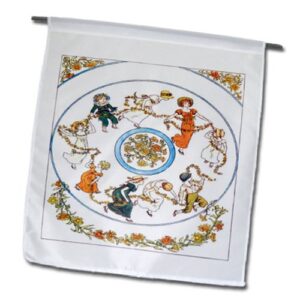 3dRose fl_173971_1 Image of Greenaway's Maypole Dance Art Garden Flag, 12 by 18-Inch