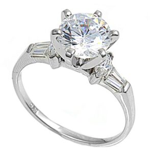 oxford diamond co 2ct cubic zirconia round brilliant solitaire with baguette engagement ring sizes 7