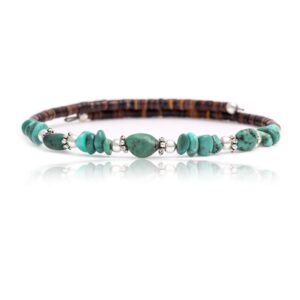 $80tag certified navajo native natural turquoise adjustable wrap bracelet 12732-14 made by loma siiva