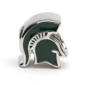 msu spartan helmet charm for bracelets - michigan state spartans charm - hypoallergenic stainless steel bracelet beads - michigan state jewelr for women