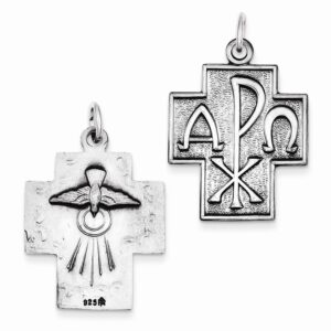 sterling silver antiqued alpha omega cross pendant