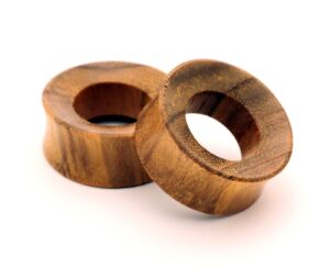 mystic metals body jewelry pair of teak wood tunnels - 1 3/8” - 35mm - sold as a pair