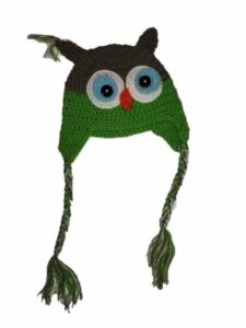 lets accessorize boys' knit owl hat one size grey/green