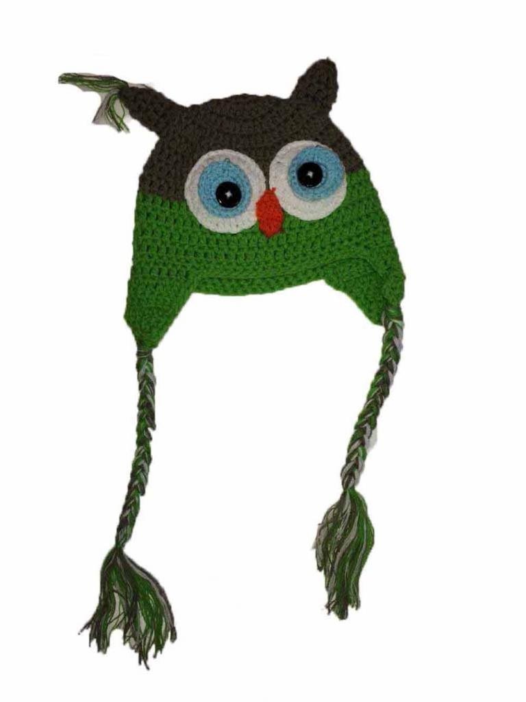 Lets Accessorize Boys' Knit Owl Hat one Size Grey/Green