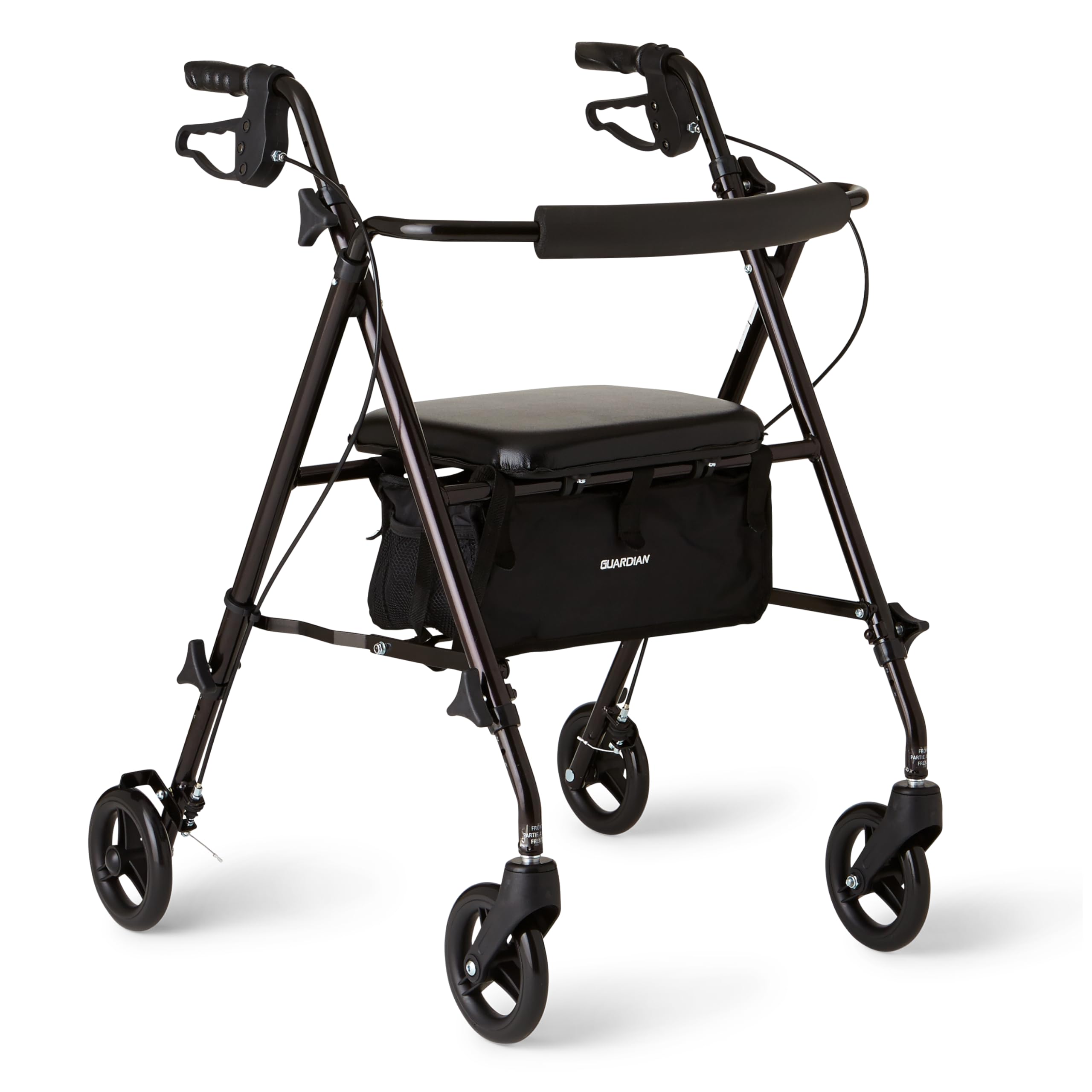 Medline Superlight Folding Aluminum Mobility Rollator Walker, Black, 250 lb. Weight Capacity, 6" Wheels, Adjustable Arms and Seat, Foldable Rolling Walker for Seniors