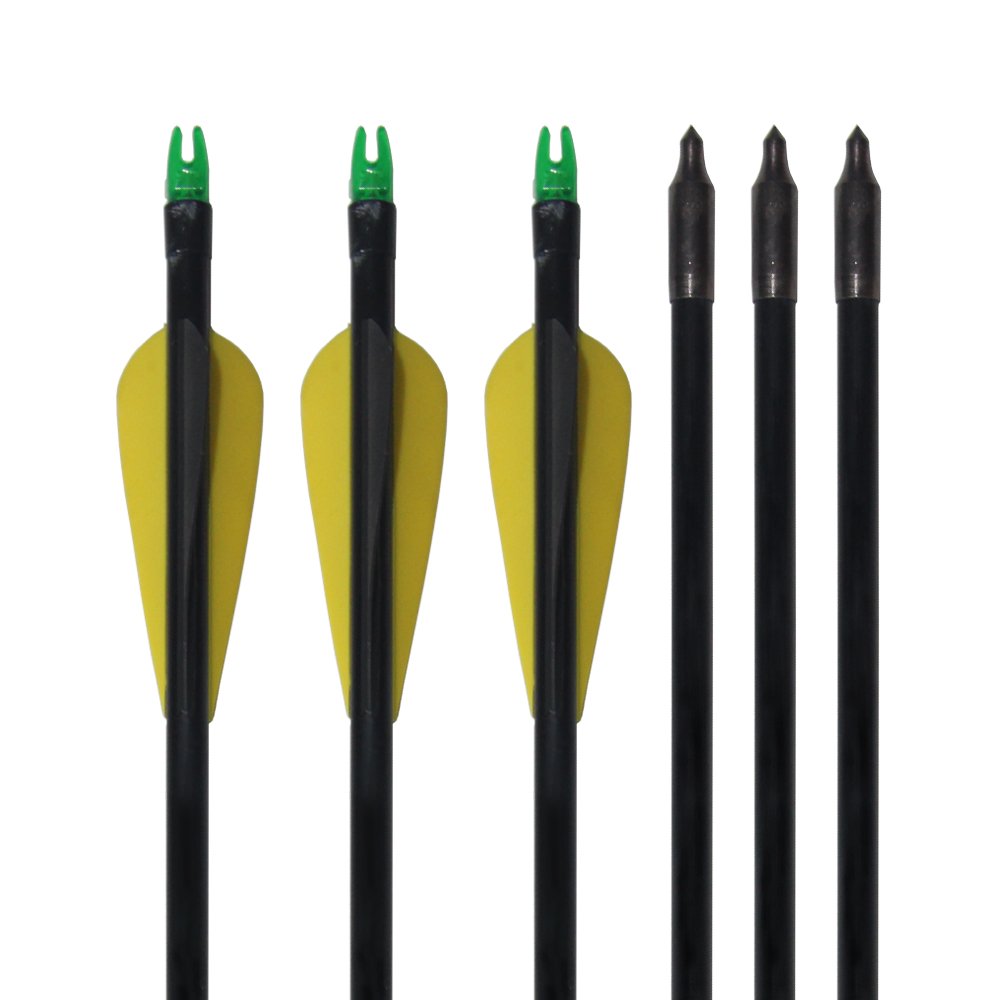 e5e10 12Pcs Fiberglass Arrows 31" Target Practice Arrows with Black and Yellow Fletches Unchangeable Sealed Tips for Recurve and Compound Bow Hunting Gift