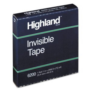 highland 620025921 invisible permanent mending tape, 1-inch x 2592-inch, 3-inch core