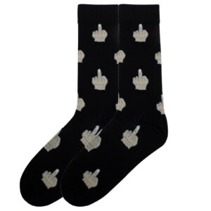 k. bell socks mens pop culture crew novelty socks, middle finger (black), shoe size 6-12 us