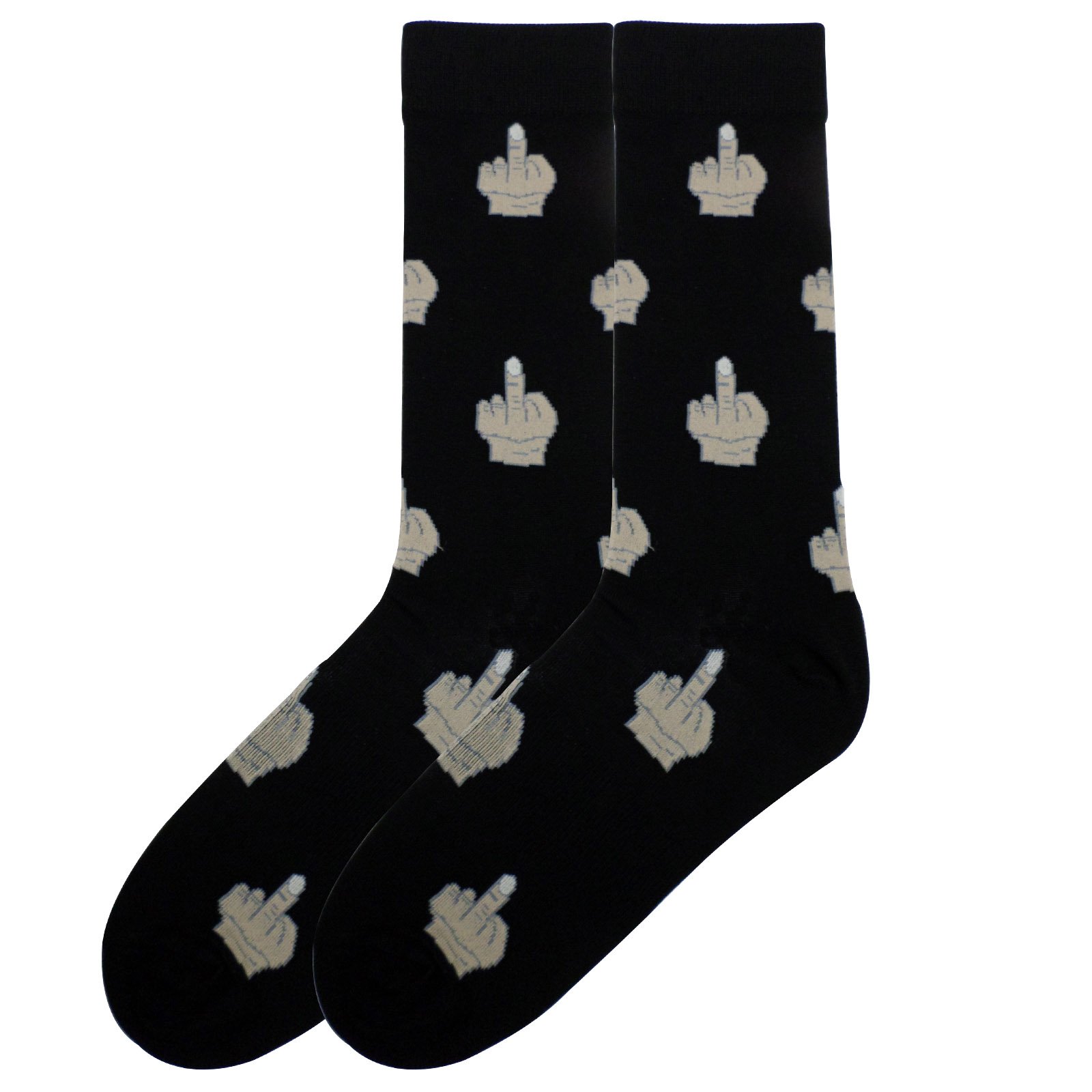 K. Bell Socks mens Pop Culture Crew novelty socks, Middle Finger (Black), Shoe Size 6-12 US