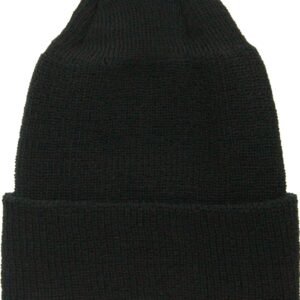 ARMYU Military Genuine GI Watch Cap Warm Winter USN Wool Beanie Solid Cuffed Army Hat (Black)