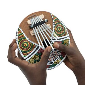 Kalimba Thumb Piano - 7 keys - Tunable - Coconut Shell - Sea Turtle Design by World Percussion USA (TM)