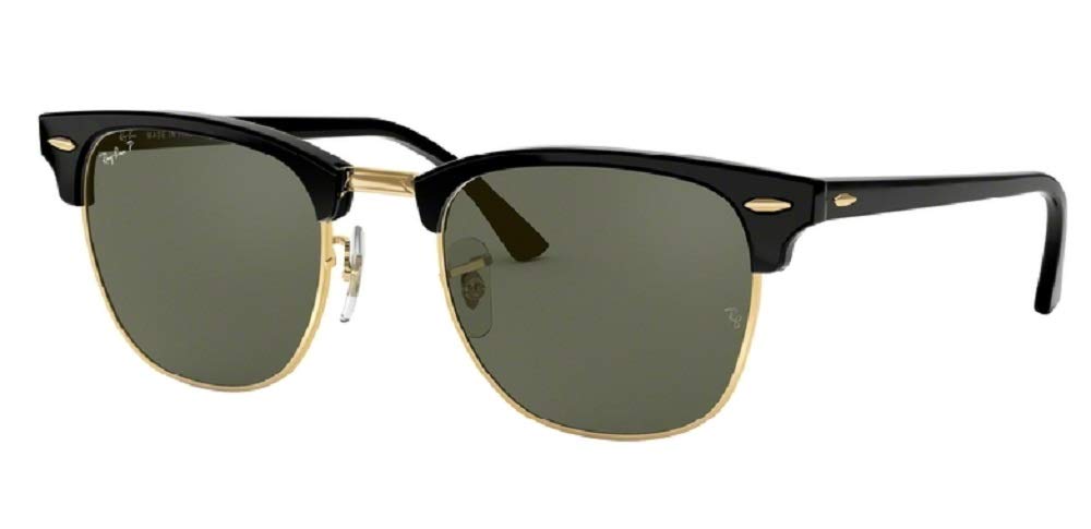 Ray Ban RB3016 901/58 Clubmaster Black / Crystal Green Polarized Lens 49mm