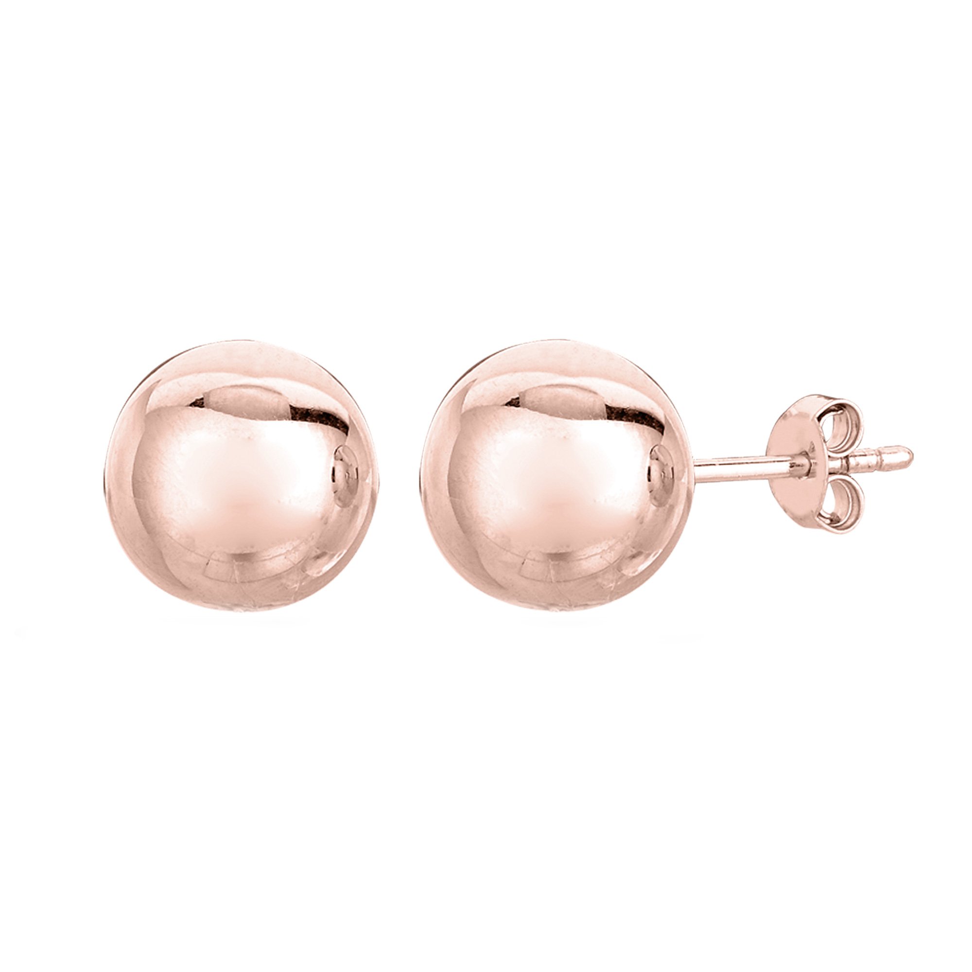 14K Rose Gold Ball Stud Earrings, 6mm