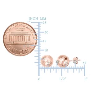 14k Rose Gold Hammered Finish Ball Stud Earrings, 7mm