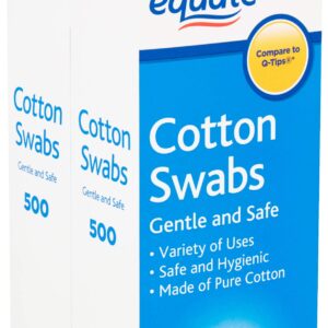 Equate Cotton Swabs Twin Pack, 1000 Count - 2 Pack (for Ears, Beauty, Makeup, Babies, Dogs, Pets, and More). Includes 2000 Count Total (4x 500 Count = 2000 Total).