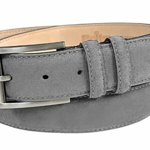 19000 Men's Suede Belt Genuine Leather Casual Dress Belt 1-3/8"(35mm) Wide (Gray, 34)