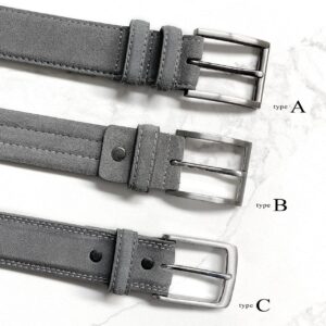 19000 Men's Suede Belt Genuine Leather Casual Dress Belt 1-3/8"(35mm) Wide (Gray, 34)