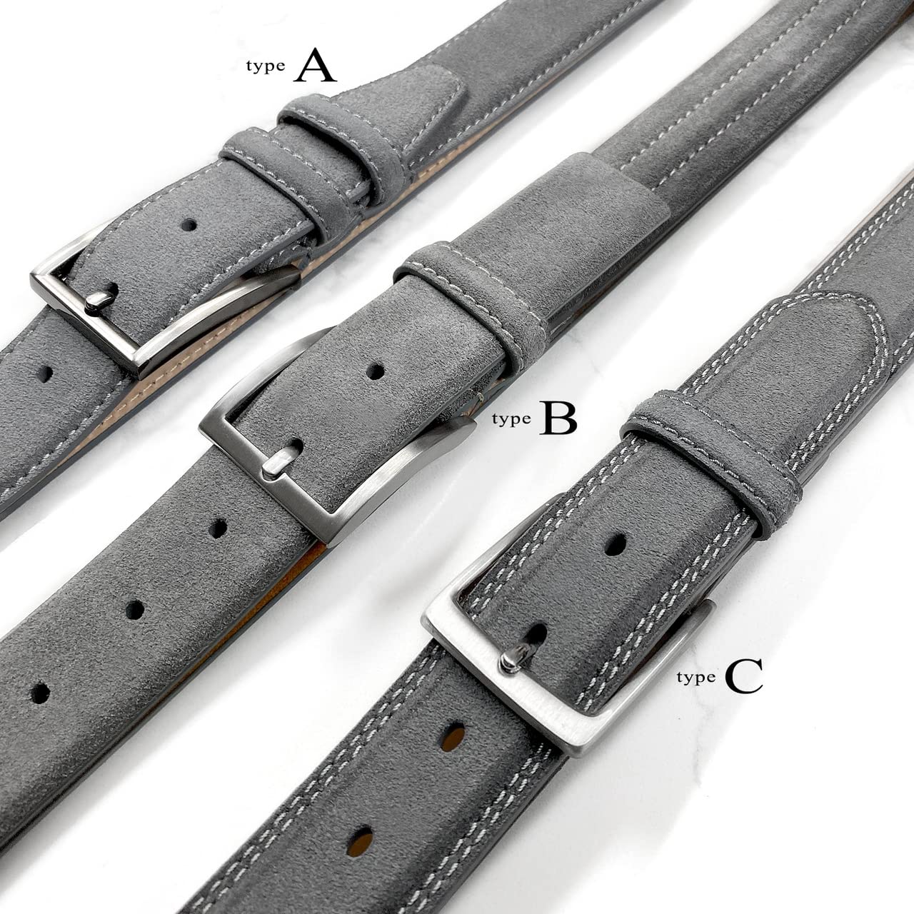 19000 Men's Suede Belt Genuine Leather Casual Dress Belt 1-3/8"(35mm) Wide (Gray, 34)