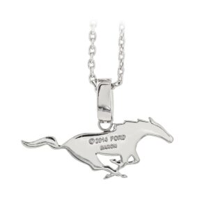 Ford Mustang Galloping Pony Necklace with Clear Crystals