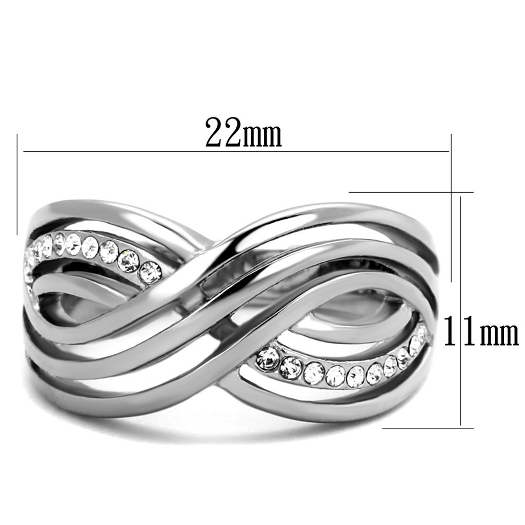 Marimor Jewelry Stainless Steel Women's Round Cut AAA Cubic Zirconia Anniversary/Infinity Ring Band Size 10