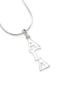 the collegiate standard alpha gamma delta sorority sterling silver lavaliere pendant