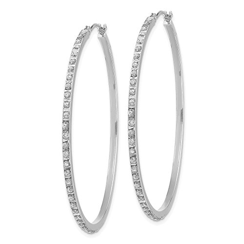 14k White Gold In & Out Diamond Fascination Large Round Hinged Hoop Earrings (.01 cttw.) (49mm x 2mm)